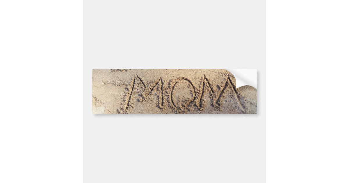 Dear Mom, Words in sand on sunny beach, Summer Bumper Sticker | Zazzle