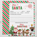 Dear Santa Christmas Letter, Wish List for kids | Zazzle