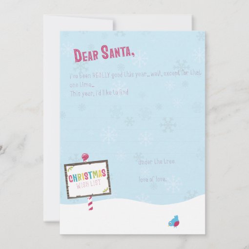 Dear Santa - Christmas Wish List Holiday Card | Zazzle