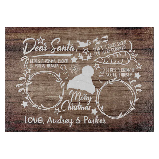 Dear Santa Cookie & Milk Serving Cutting Board | Zazzle