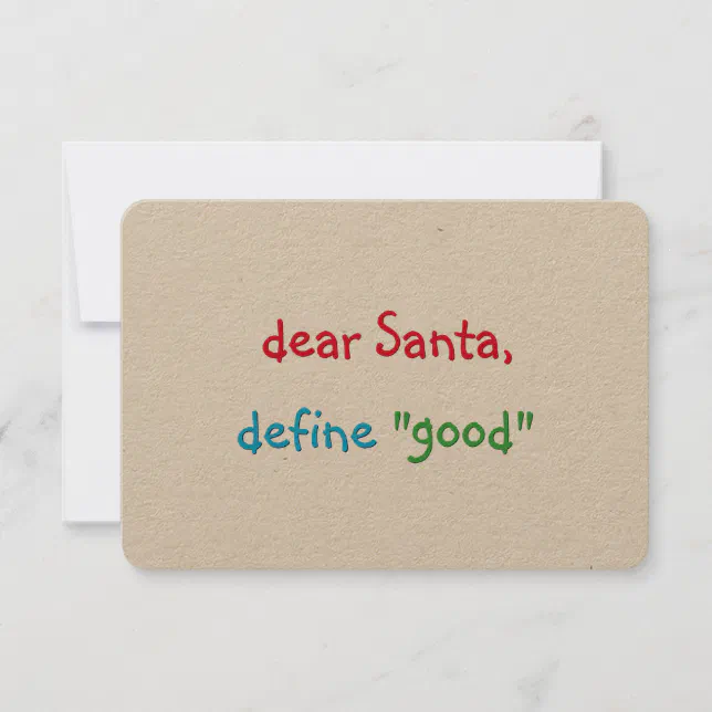 Dear Santa Define Good Funny Holiday Christmas Invitation | Zazzle
