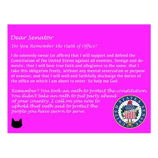 Dear Senator - Oath of Office Political Postcard | Zazzle.com