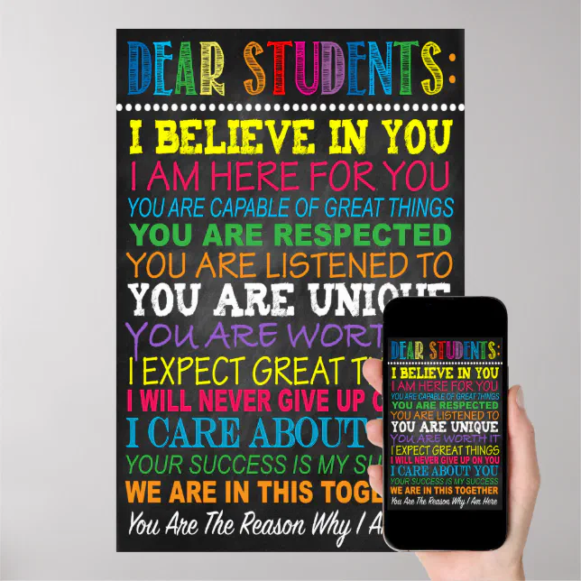 Dear Students Teacher Classroom Poster | Zazzle