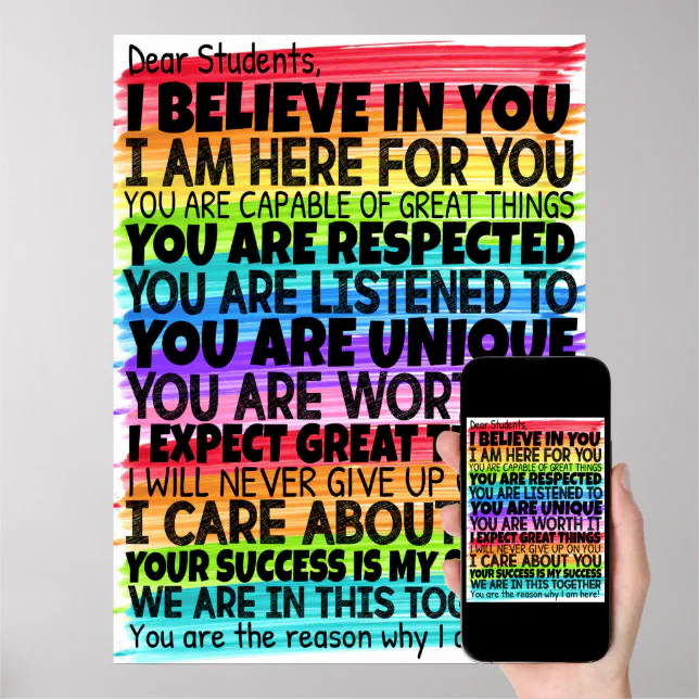 Dear Students Watercolor Classroom Poster | Zazzle