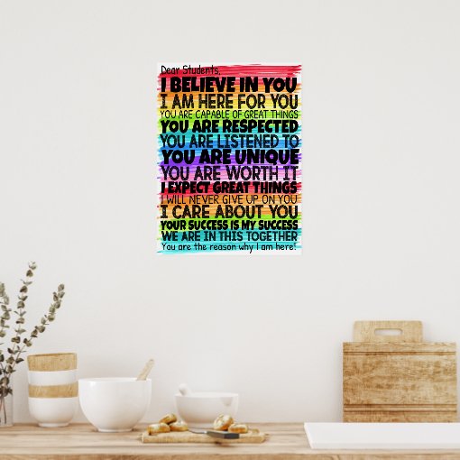 Dear Students Watercolor Classroom Poster | Zazzle