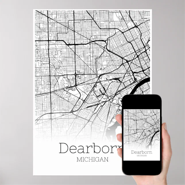 Dearborn Map - Michigan - City Map Poster | Zazzle