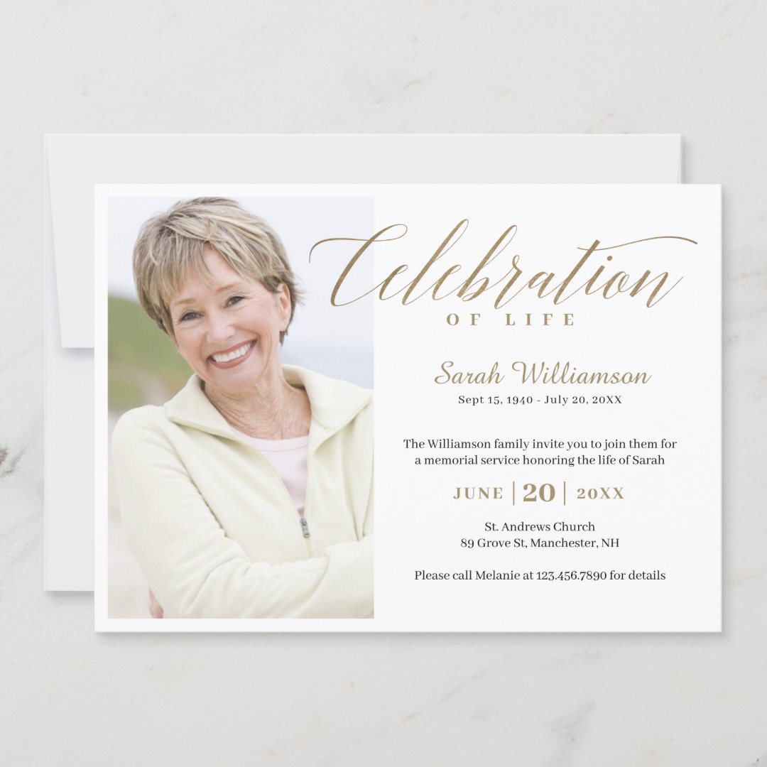 Death Anniversary Celebration of Life Photo Memory Invitation | Zazzle