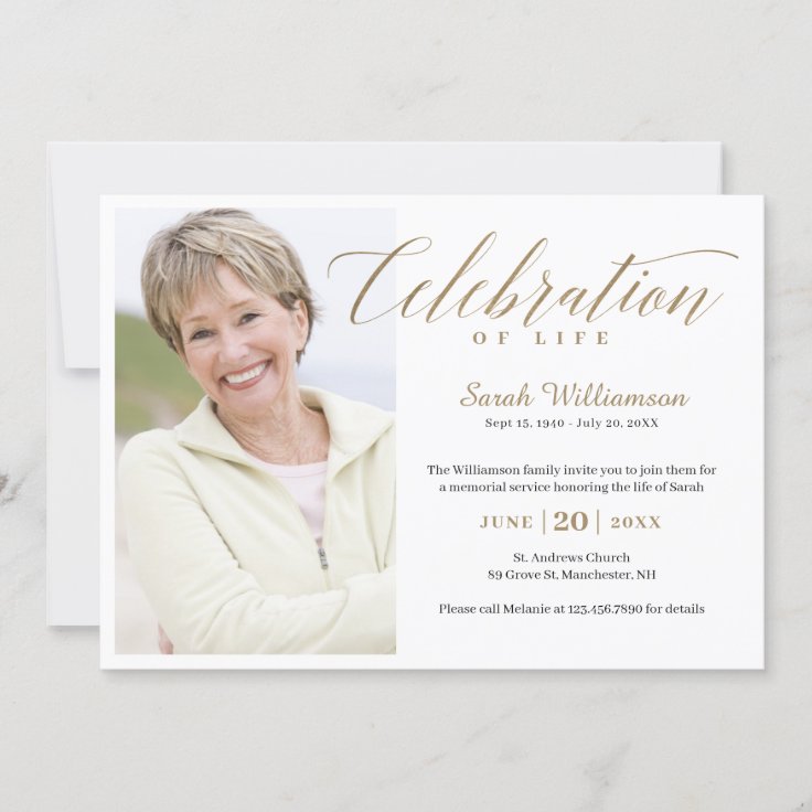 Death Anniversary Celebration of Life Photo Memory Invitation | Zazzle