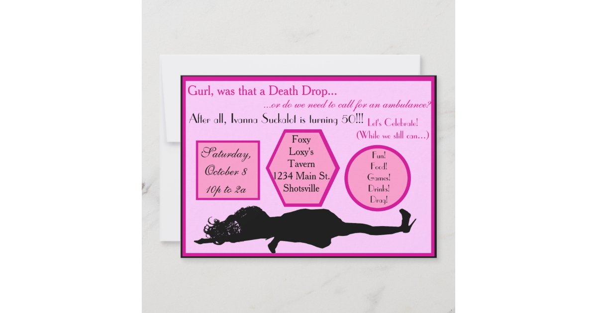 Death Drop Drag Birthday Invitations | Zazzle