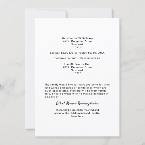 Death Memorial Service Invitations | Zazzle