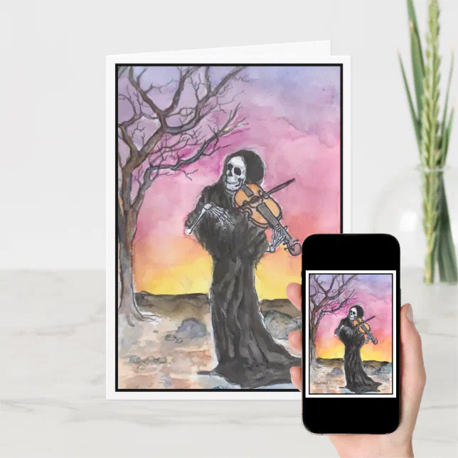 Death Plays The Violin Greeting Card | Zazzle