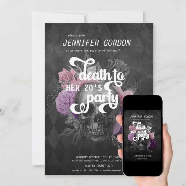 Death to my Youth Birthday Party | Goth Party Invi Invitation | Zazzle