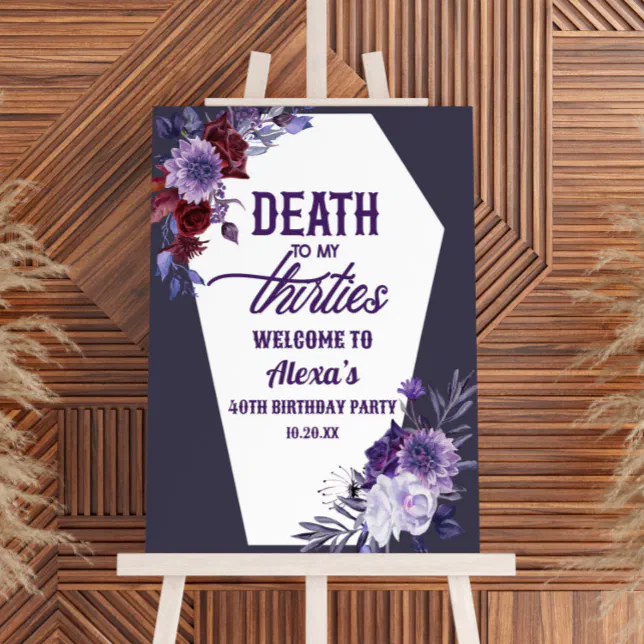 Death To Thirties 40th Birthday Party Welcome Sign | Zazzle