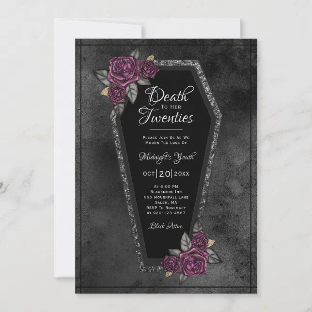 Death To Twenties Coffin Birthday Party Invitation | Zazzle