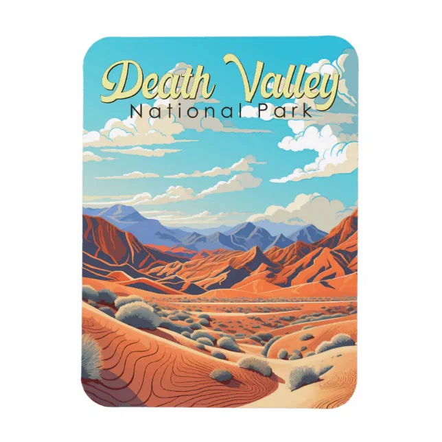 Death Valley National Park Illustration Retro Magnet | Zazzle