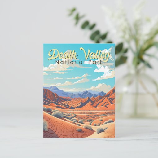 Death Valley National Park Illustration Retro Postcard | Zazzle