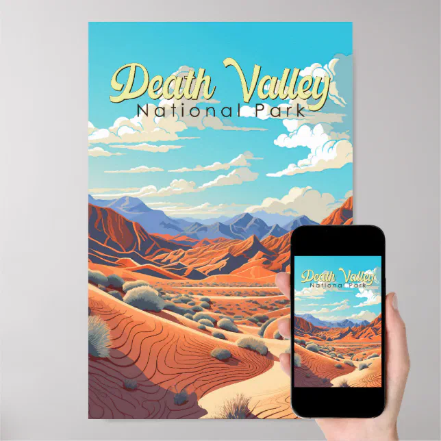 Death Valley National Park Illustration Retro Poster | Zazzle