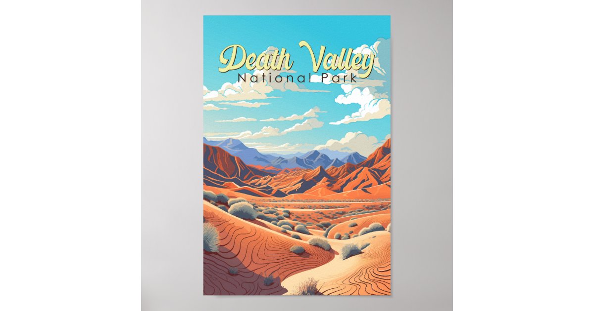 Death Valley National Park Illustration Retro Poster | Zazzle