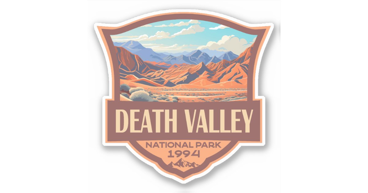Death Valley National Park Illustration Retro Sticker | Zazzle
