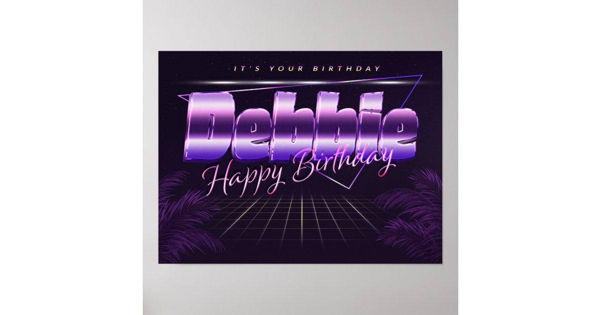 Debbie name first name lila retro poster birthday | Zazzle