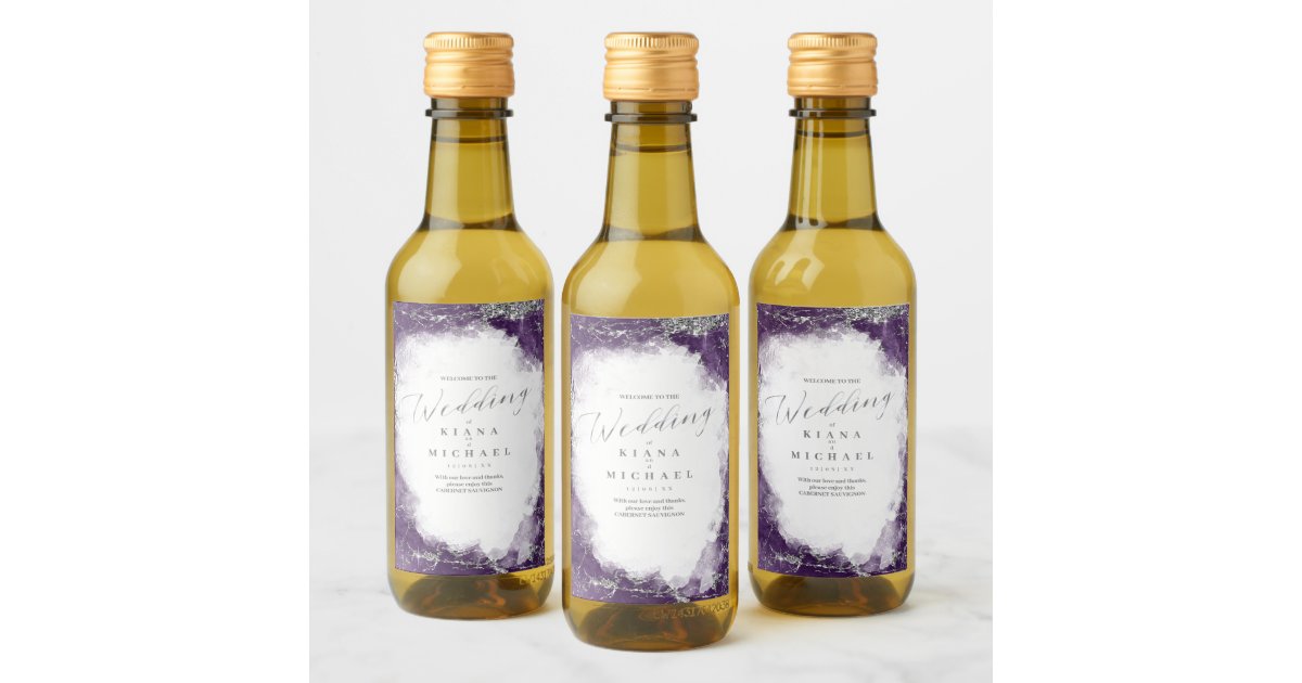 Debbie U-W Marble Glitter Wedding ID644 Wine Label | Zazzle