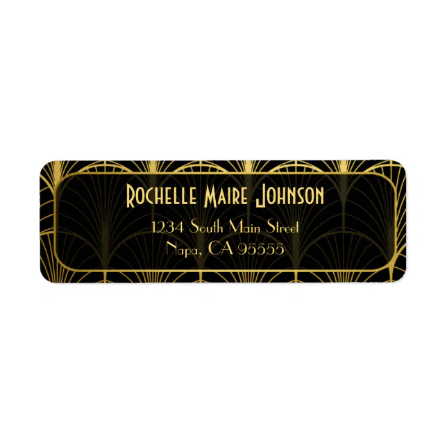 Decadence Golden Art Deco Return Address Labels | Zazzle