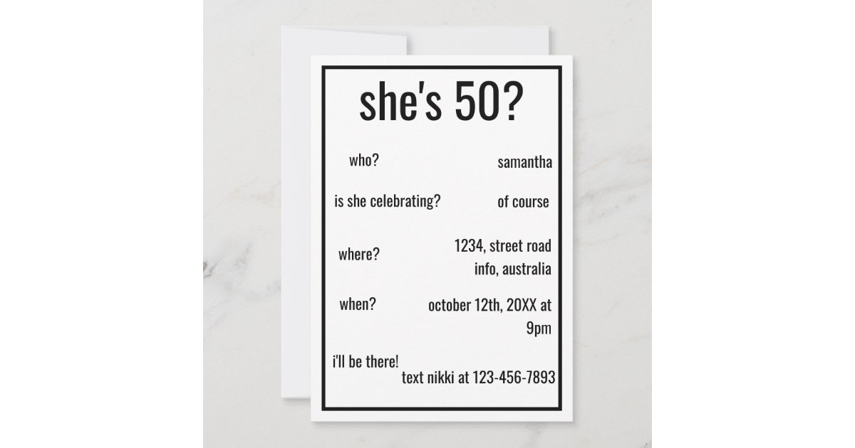 Decades Funny Simple Birthday Minimalist Custom Invitation | Zazzle