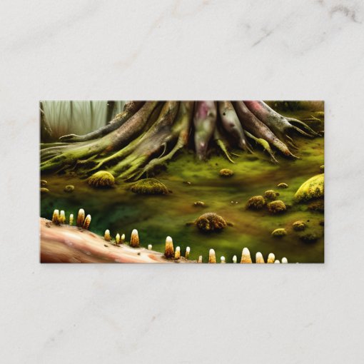 Decaying Old Log Laying on Mossy Ground Triptych Business Card | Zazzle