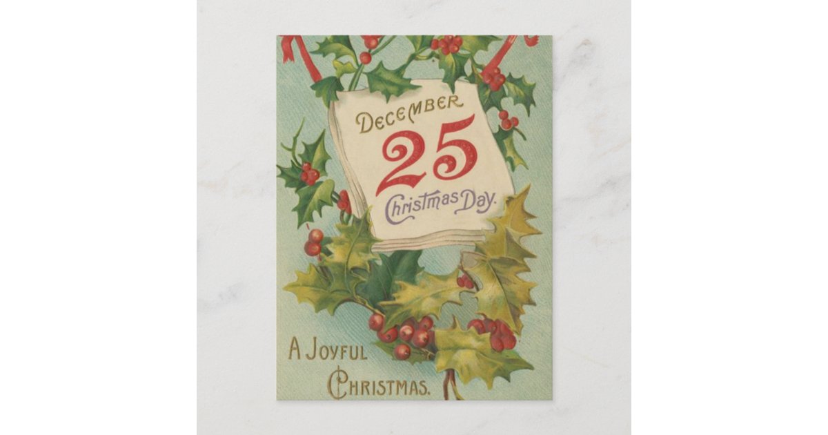 December 25th Christmas Day Holiday Postcard | Zazzle