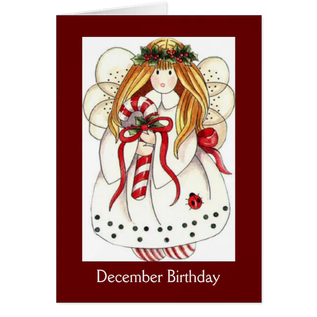 December Angel Birthday Card | Zazzle