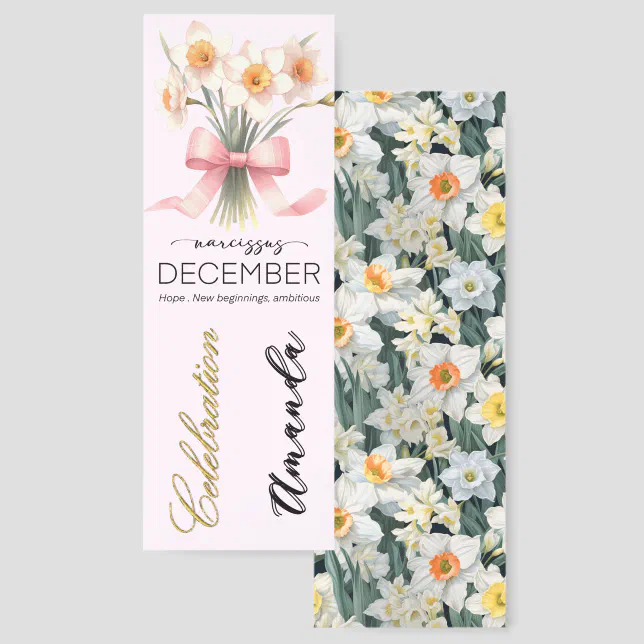 December Birth Month Flower Personalized Bookmarks | Zazzle