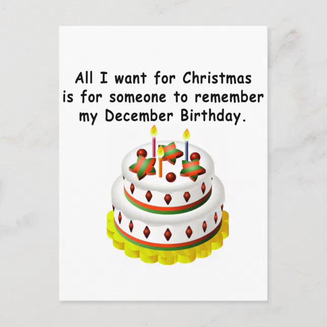 December Birthday Postcard | Zazzle