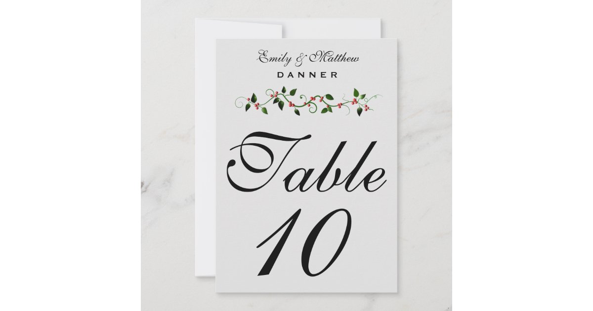 December Holiday Wedding Table Number 5X7 | Zazzle