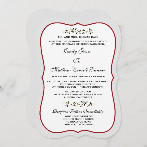 December Holiday Wedding Traditional Invitation | Zazzle