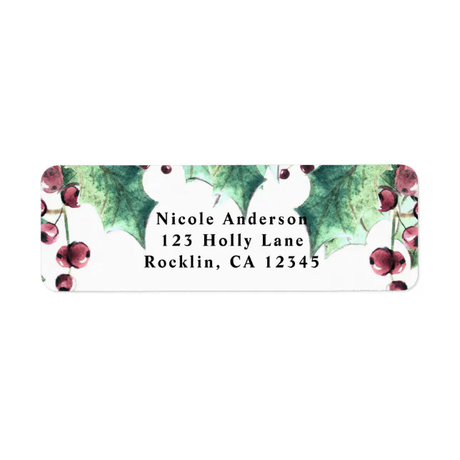 December Winter Wedding Holly Berry Holiday Label | Zazzle