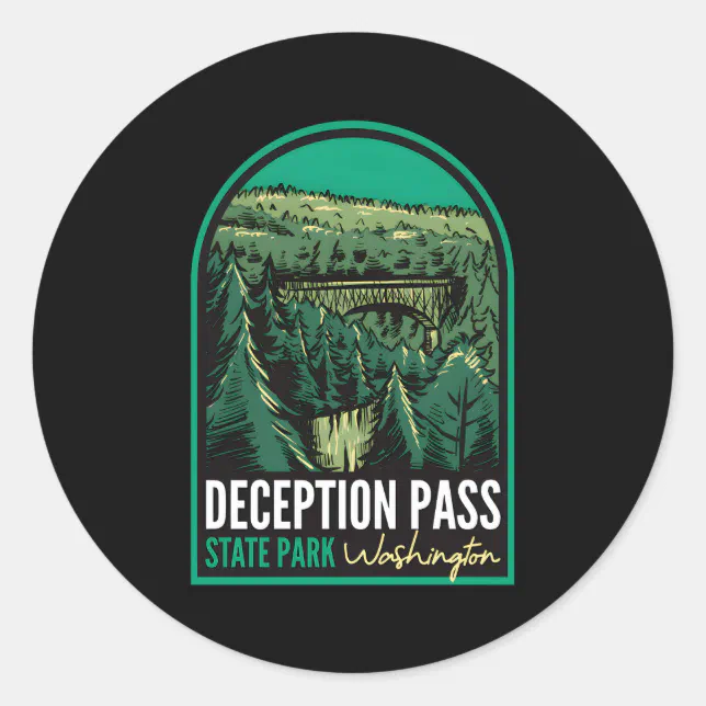 Deception Pass State Park Washington Classic Round Sticker | Zazzle