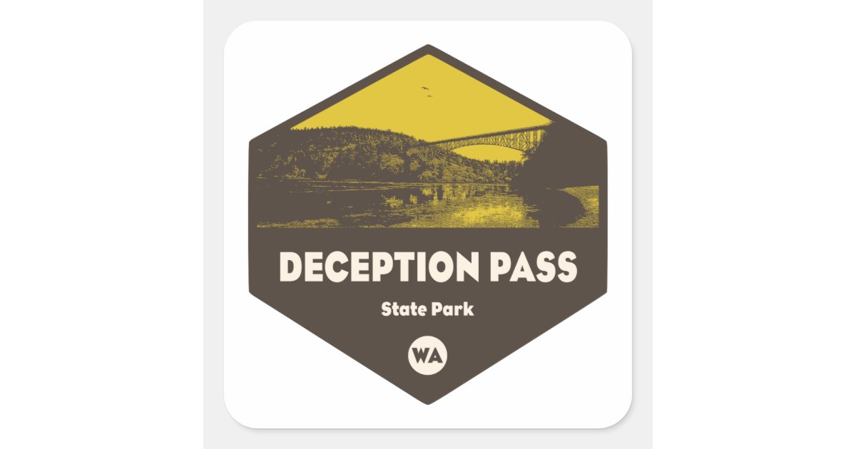 Deception Pass State Park Washington Square Sticker | Zazzle