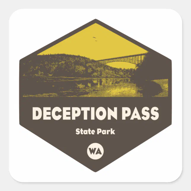 Deception Pass State Park Washington Square Sticker | Zazzle