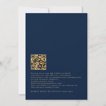 Decided on Forever QR Code Navy Gold Wedding Invitation | Zazzle