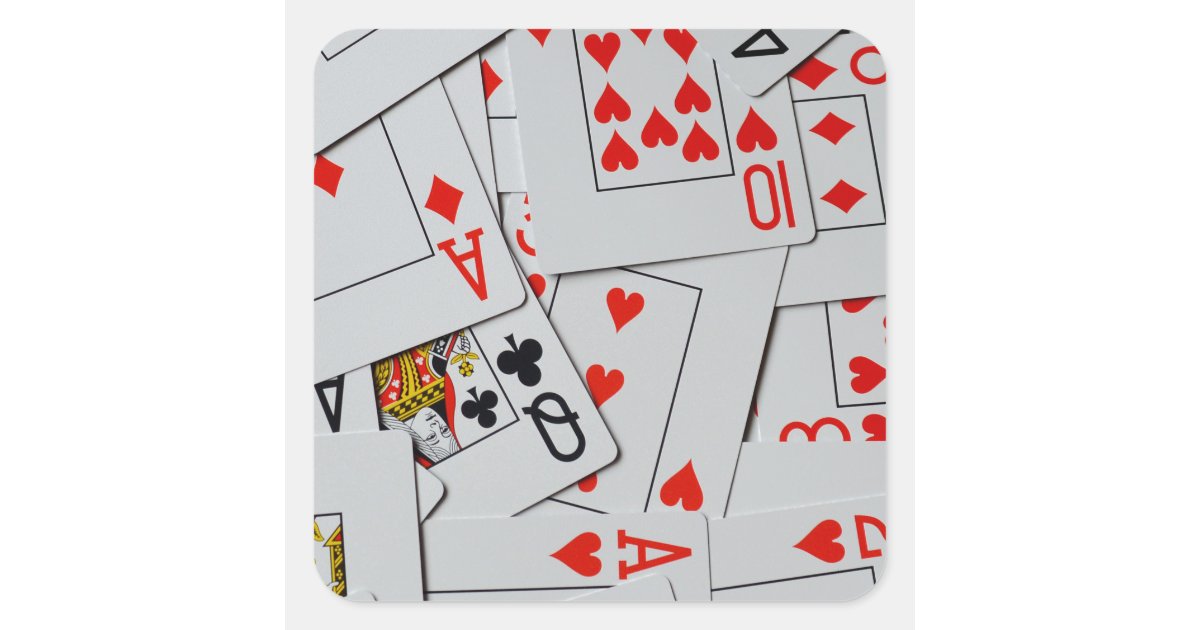 Deck Of Scatter Playing Cards Pattern, Square Sticker | Zazzle