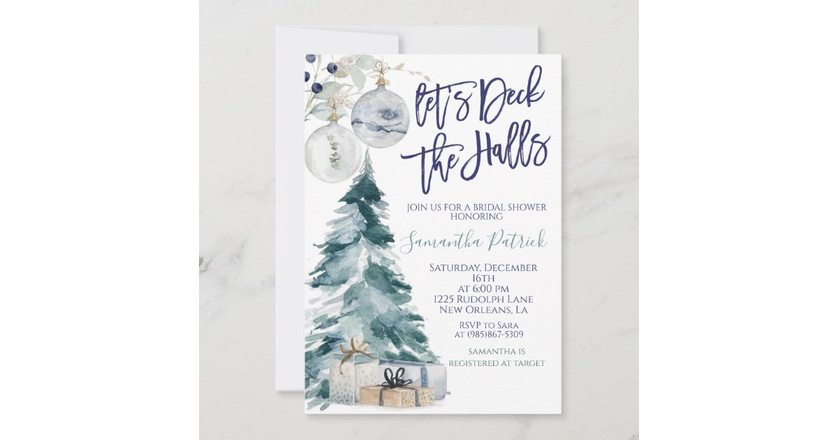 Deck the Halls Bridal Invitation | Zazzle