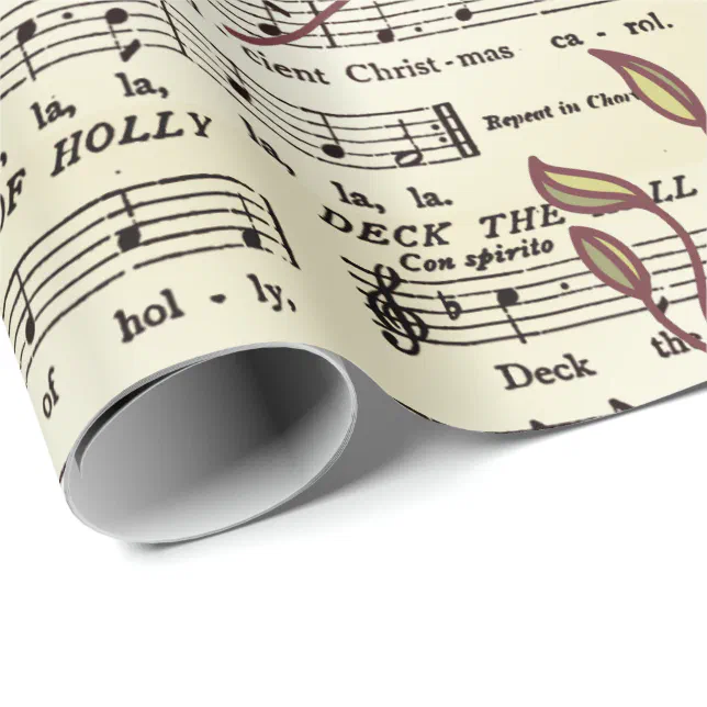 Deck the Halls Sheet Music Wrapping Paper | Zazzle