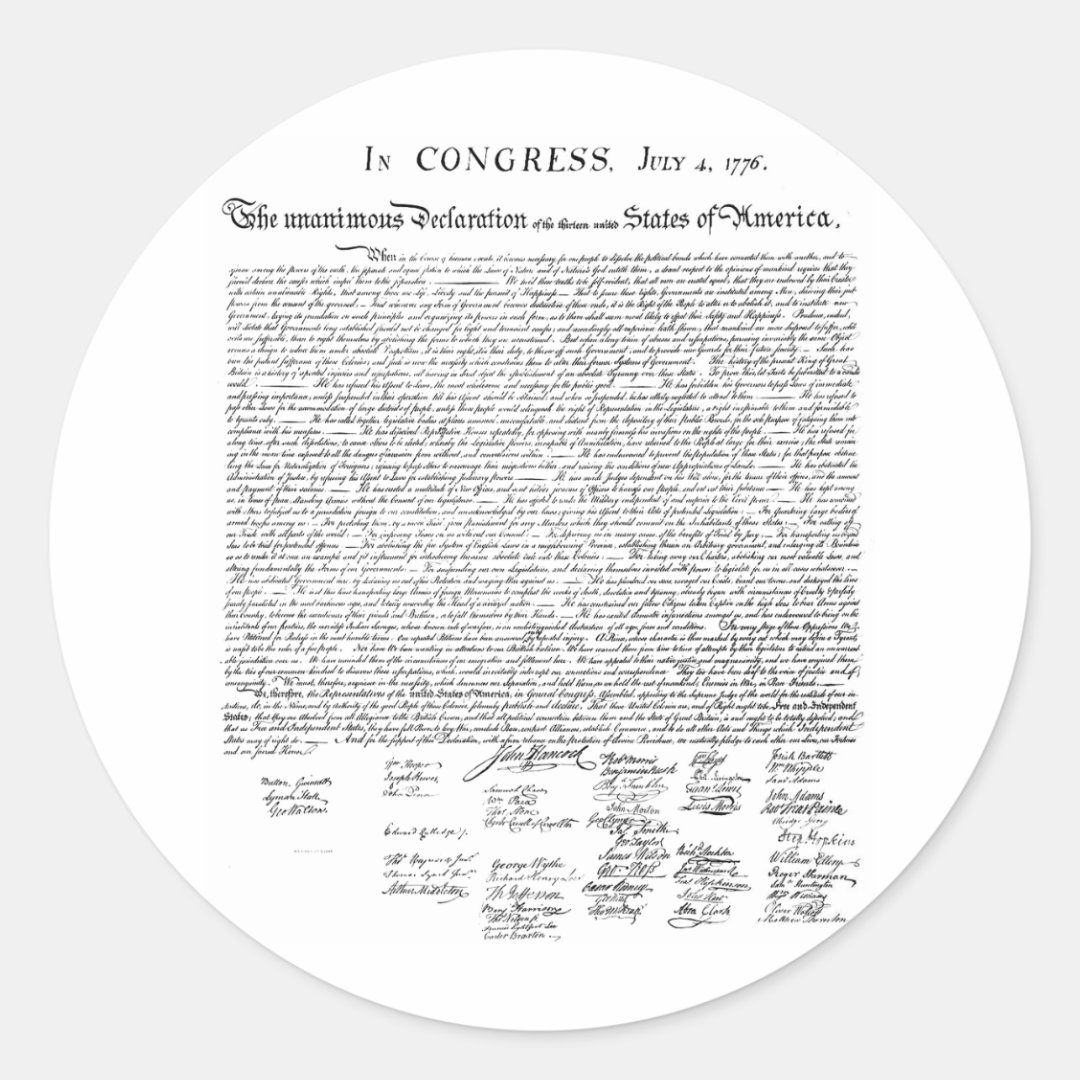 Declaration of Independence Classic Round Sticker | Zazzle