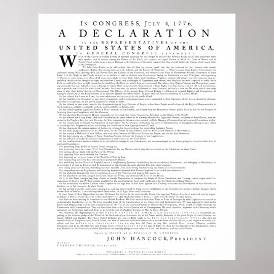 Declaration of Independence, Dunlap in Modern Font Poster | Zazzle.com