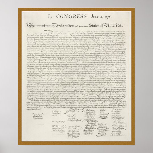 Declaration of Independence engraving poster | Zazzle.com