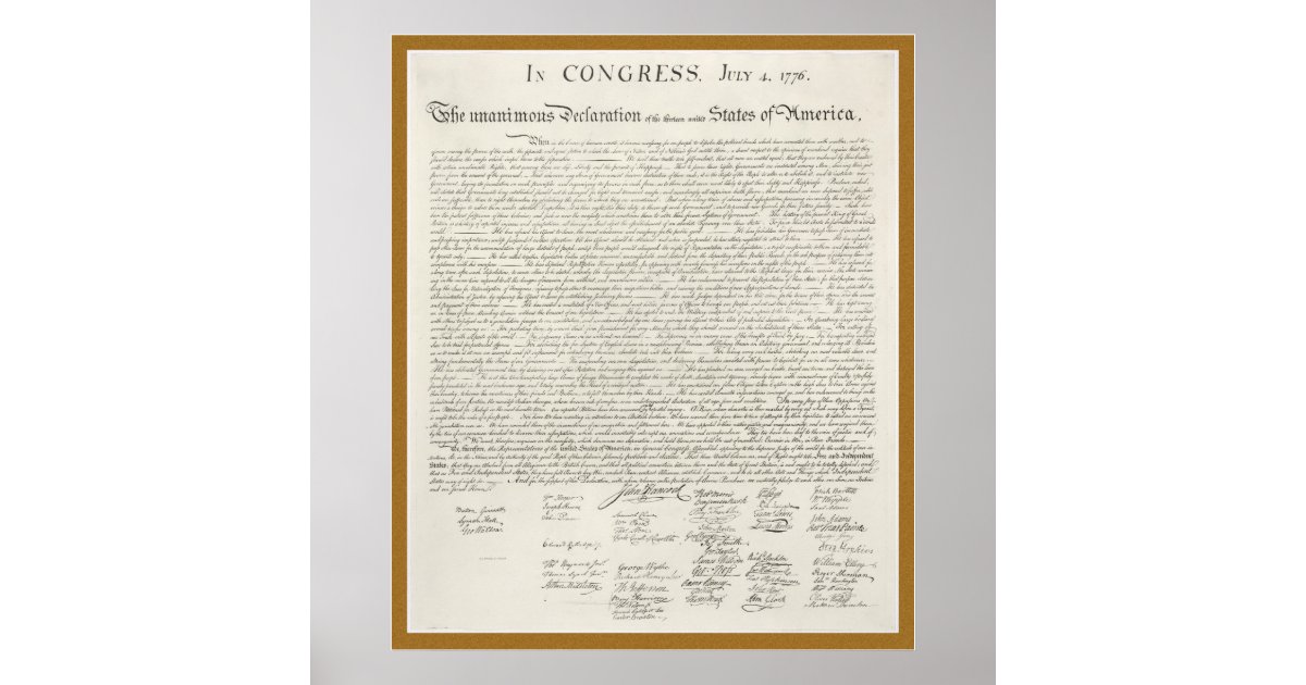 Declaration of Independence engraving poster | Zazzle