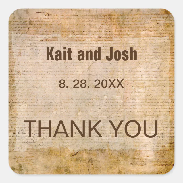 Declaration of Independence Historical Wedding Square Sticker | Zazzle