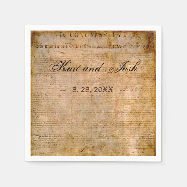 Declaration of Independence Wedding Parchment Paper Napkins | Zazzle