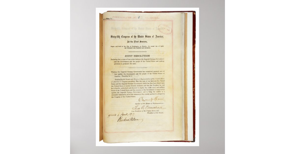Declaration of War against Germany April 5 1917 Poster | Zazzle