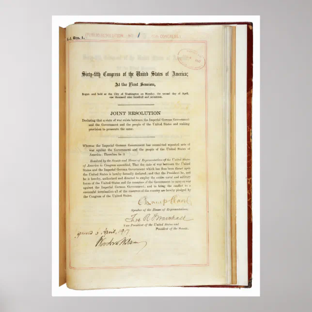 Declaration of War against Germany April 5 1917 Poster | Zazzle